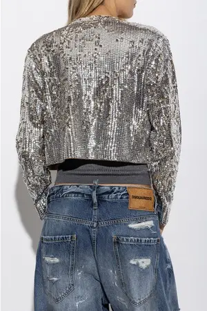 Dsquared2 Wool Cardigan With Shimmering Sequins