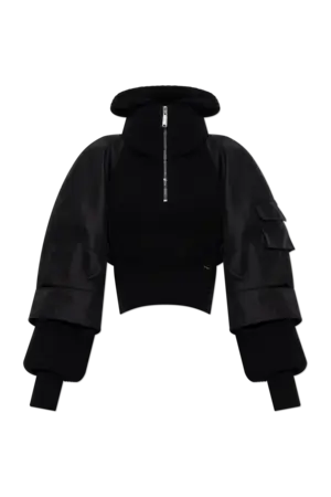 Dsquared2 Wool Blend Cropped Jacket With Puffed Sleeves - Black