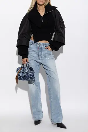 Dsquared2 Wool Blend Cropped Jacket With Puffed Sleeves