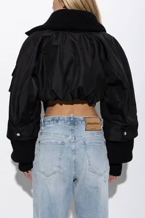 Dsquared2 Wool Blend Cropped Jacket With Puffed Sleeves