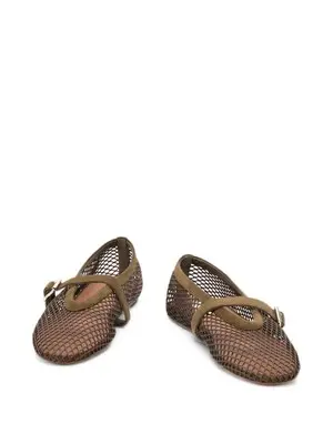 Alaïa Fishnet Ballet Flats - Green