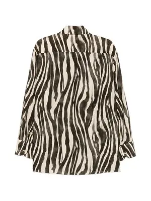 ALYSI Zebra Print Button-up Shirt