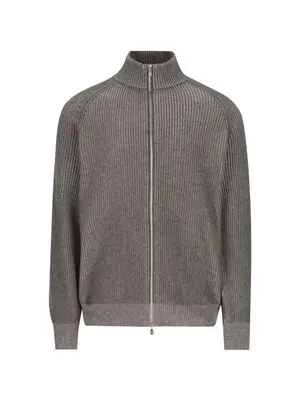 Brunello Cucinelli Ribbed Knit Zip-up Cardigan