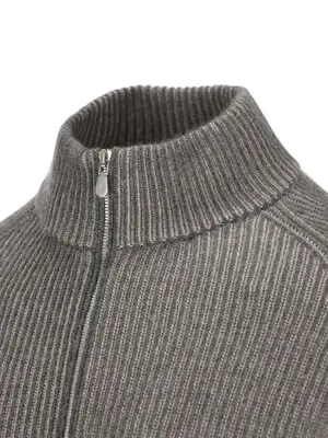 Brunello Cucinelli Ribbed Knit Zip-up Cardigan