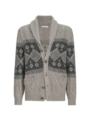 Brunello Cucinelli Wool And Silk Blend Shawl Collar Cardigan