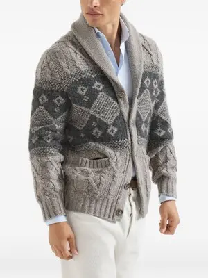Brunello Cucinelli Wool And Silk Blend Shawl Collar Cardigan