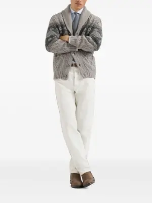 Brunello Cucinelli Wool And Silk Blend Shawl Collar Cardigan