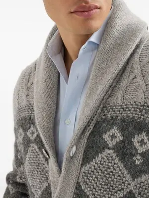 Brunello Cucinelli Wool And Silk Blend Shawl Collar Cardigan