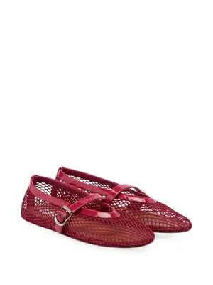 Alaïa Fishnet Ballet Flats With Buckle Detailing - Red