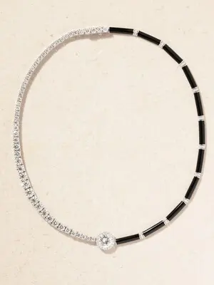 Nikos Koulis 18-karat White Diamond And Enamel Necklace - Gold