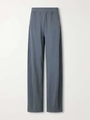 Tibi Winslow Cotton Jersey Wide-leg Track Pants - Storm Blue