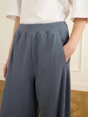 Tibi Winslow Cotton Jersey Wide-leg Track Pants - Storm Blue