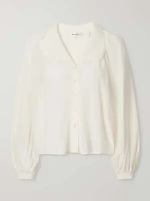 FRAME Gala Silk-crepe De Chine Blouse - Cream