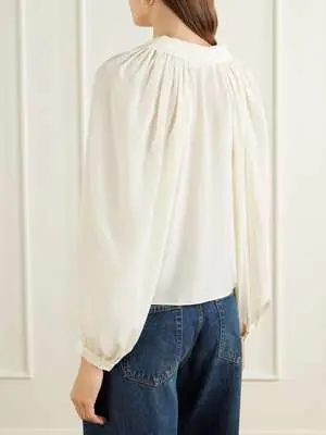FRAME Gala Silk-crepe De Chine Blouse - Cream
