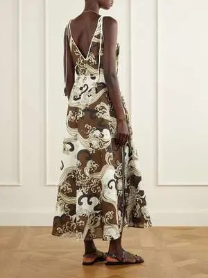 ALEMAIS Otis Printed Ramie Midi Dress