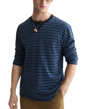 Scotch & Soda Textured Jacquard Stripe Long Sleeve Tee