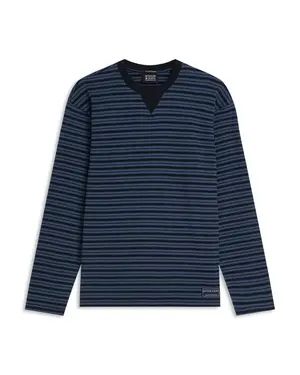 Scotch & Soda Textured Jacquard Stripe Long Sleeve Tee