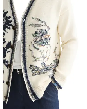 Scotch & Soda Intarsia Knit Flower Cardigan Sweater
