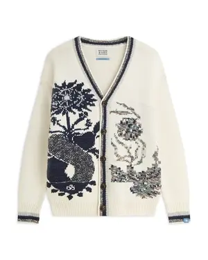 Scotch & Soda Intarsia Knit Flower Cardigan Sweater