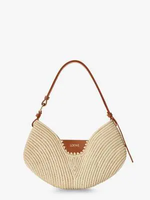 Loewe Paula's Ibizaswing Leather And Raffia Shoulder Bag - Beige