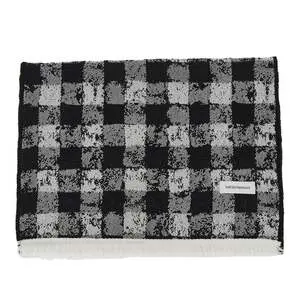 Emporio Armani Knitted Scarf With Check Motif - Black