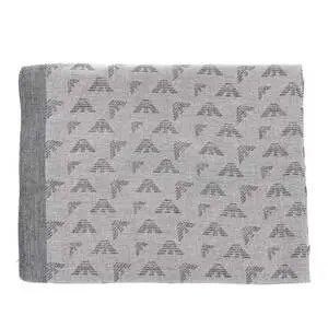 Emporio Armani Viscose-blend Scarf With Eagle Motif - Grey