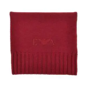 Emporio Armani Wool Scarf With Logo Embroidery