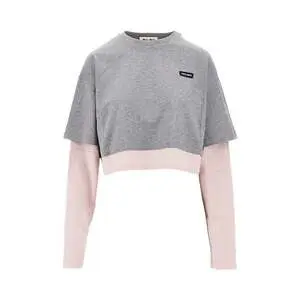 Miu Miu Layering Effect Cropped T-shirt