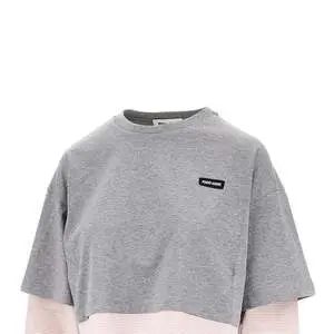 Miu Miu Layering Effect Cropped T-shirt