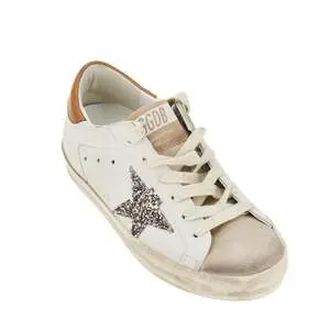 GOLDEN GOOSE Super-star Leather Sneakers With Glitter Star Detail