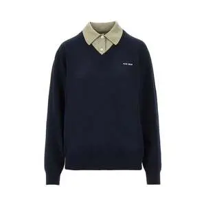 Miu Miu Layering Effect Wool And Cashmere Sweater