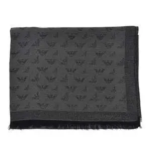 Emporio Armani Viscose-blend Scarf With Eagle Motif - Black
