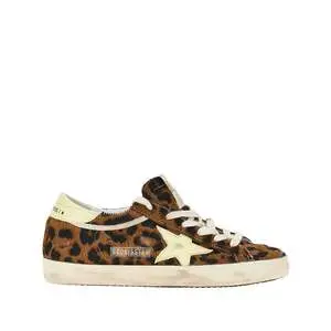 GOLDEN GOOSE Super-star Hair-calf Leopard Print Sneakers