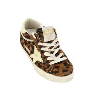 GOLDEN GOOSE Super-star Hair-calf Leopard Print Sneakers