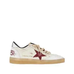 GOLDEN GOOSE Ballstar Leather Sneakers With Distressed Effect And Suede Star Patch