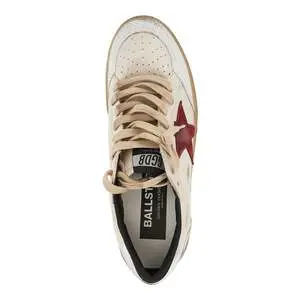 GOLDEN GOOSE Ballstar Leather Sneakers With Distressed Effect And Suede Star Patch