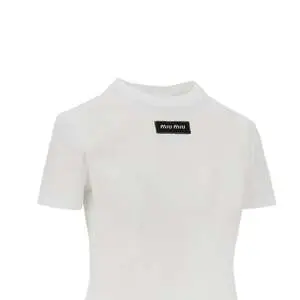 Miu Miu Logo Patch Cropped T-shirt