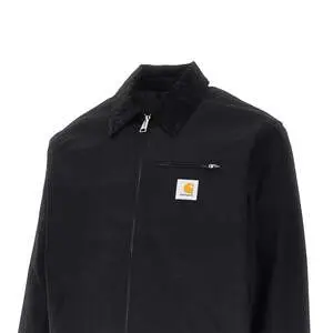 Carhartt Work In Progress Detroit Canvas Jacket With Corduroy Collar - Black