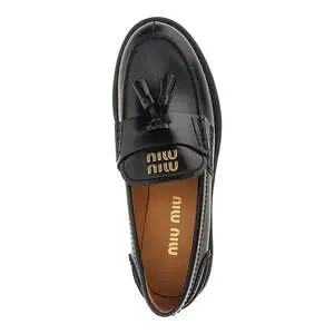 Miu Miu Spazzolato Leather Loafers With Tassels