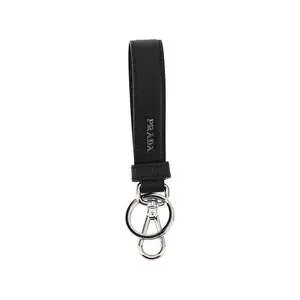 Prada Saffiano Leather Key Holder With Metal Logo Detail
