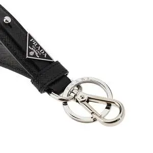 Prada Saffiano Leather Key Holder With Metal Logo Detail