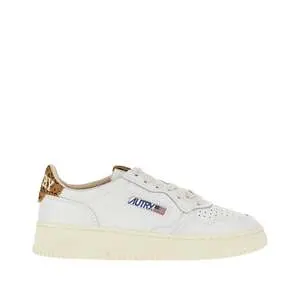 AUTRY Medalist Low Top Sneakers With Leopard Print Accents - White