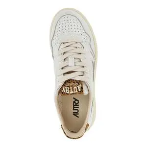 AUTRY Medalist Low Top Sneakers With Leopard Print Accents - White