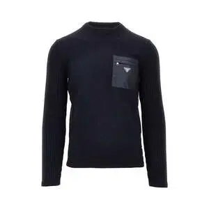 Prada Virgin Wool Sweater With Re-nylon Pocket