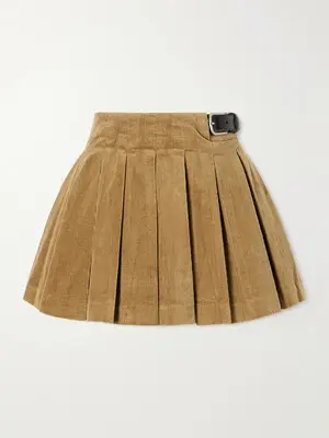 Sea Garrett Pleated Stretch-cotton Corduroy Mini Skirt - Brown