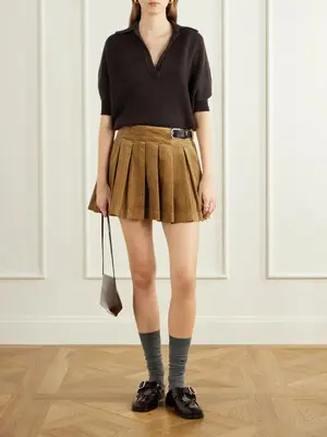 Sea Garrett Pleated Stretch-cotton Corduroy Mini Skirt - Brown