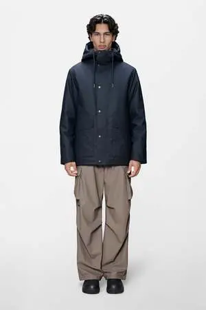 Rains Nome Parka Waterproof Hooded Jacket With Cargo Pockets - Navy