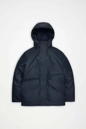 Rains Nome Parka Waterproof Hooded Jacket With Cargo Pockets - Navy