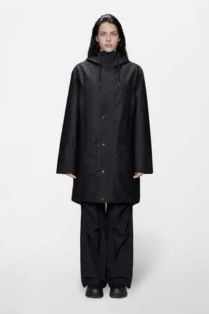 Rains Nome Long Parka With Hood And Cargo Pockets - Black