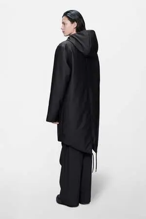 Rains Nome Long Parka With Hood And Cargo Pockets - Black